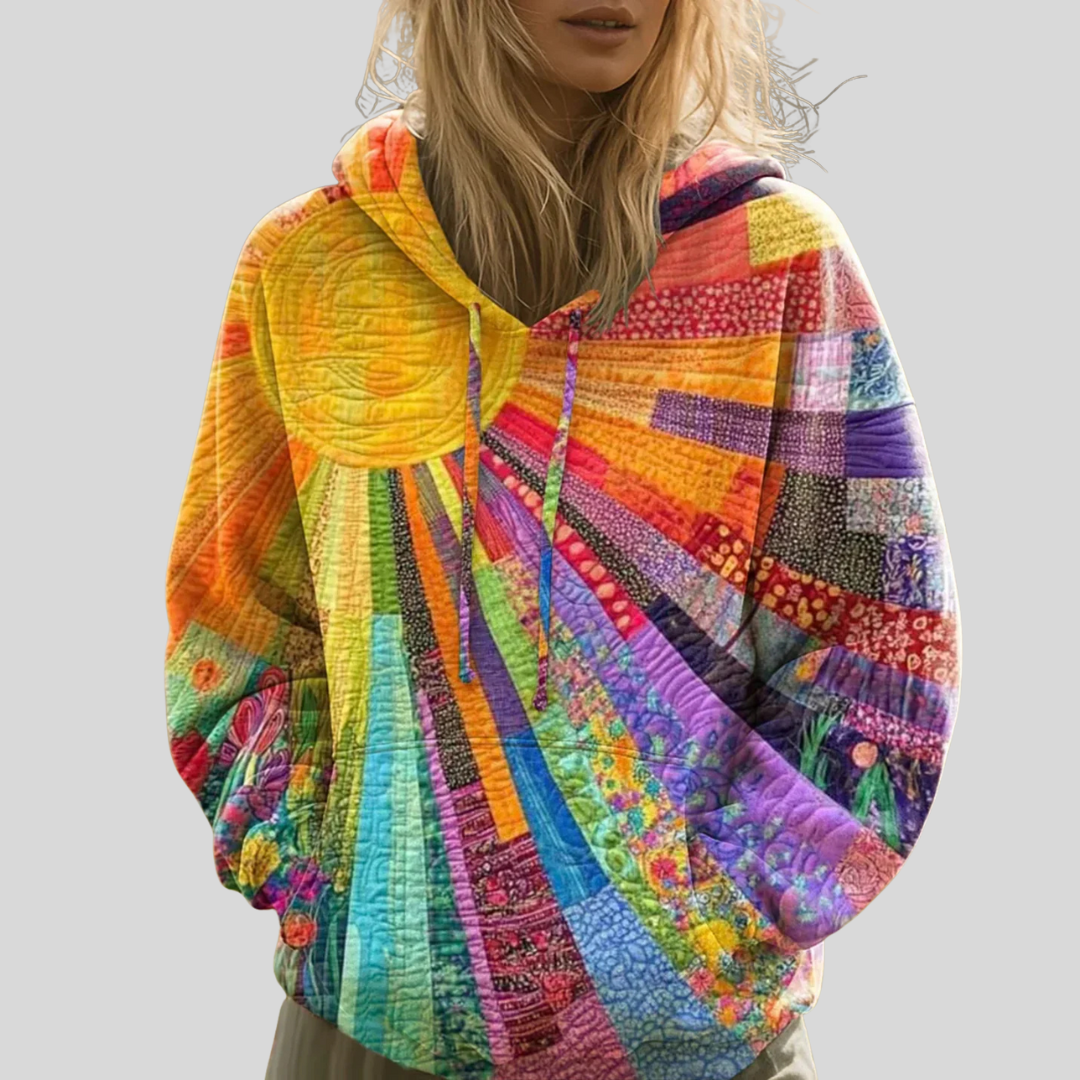 Laura™ | Bohemian Multicolor Patchwork Hoodie – Mika Manhattan